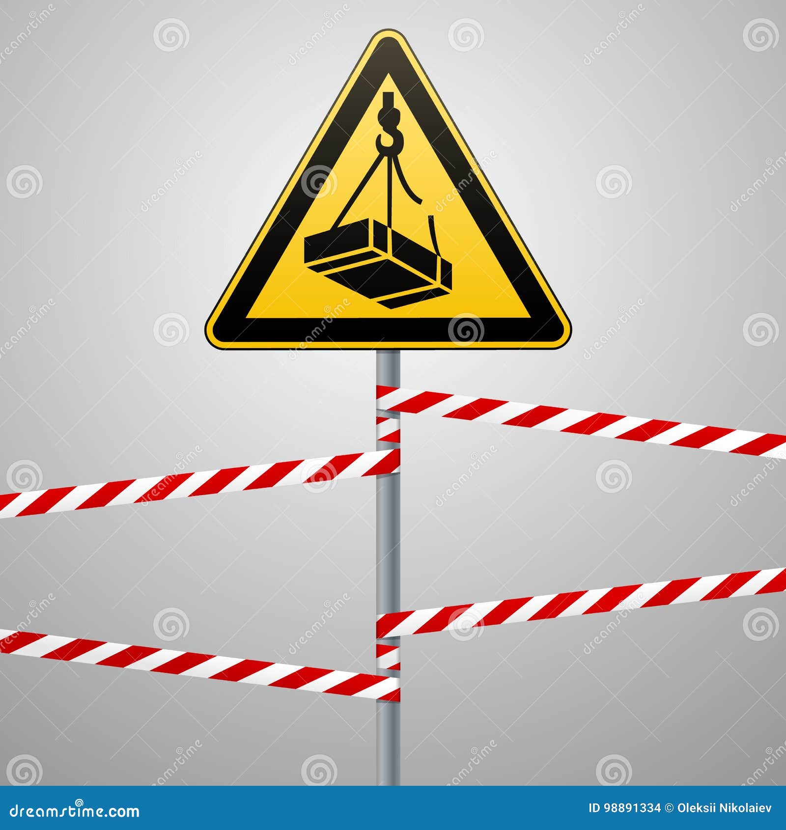 Caution - Danger May Fall From The Height Of The Load. Safety Sign. The ...