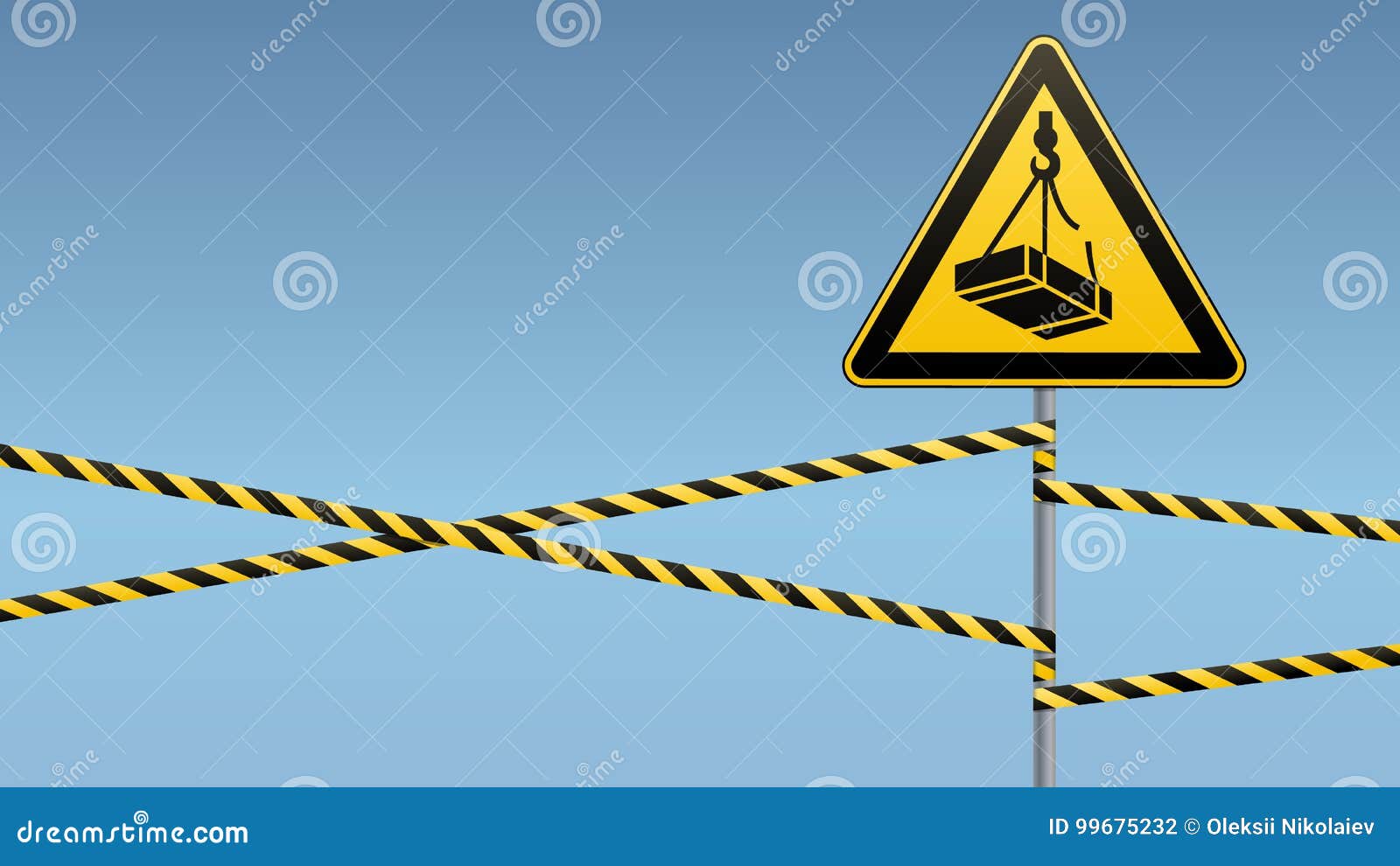 Caution - Danger May Fall From The Height Of The Load. Safety Sign ...