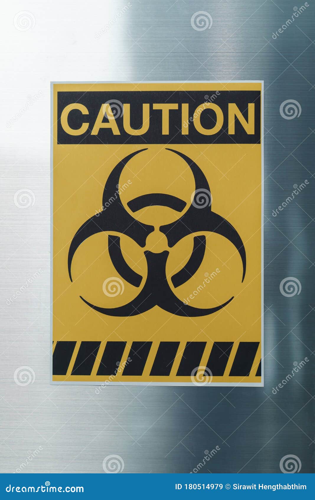 Caution Danger Sign. Biohazard Sign on Deep Freezer Stock Image - Image ...