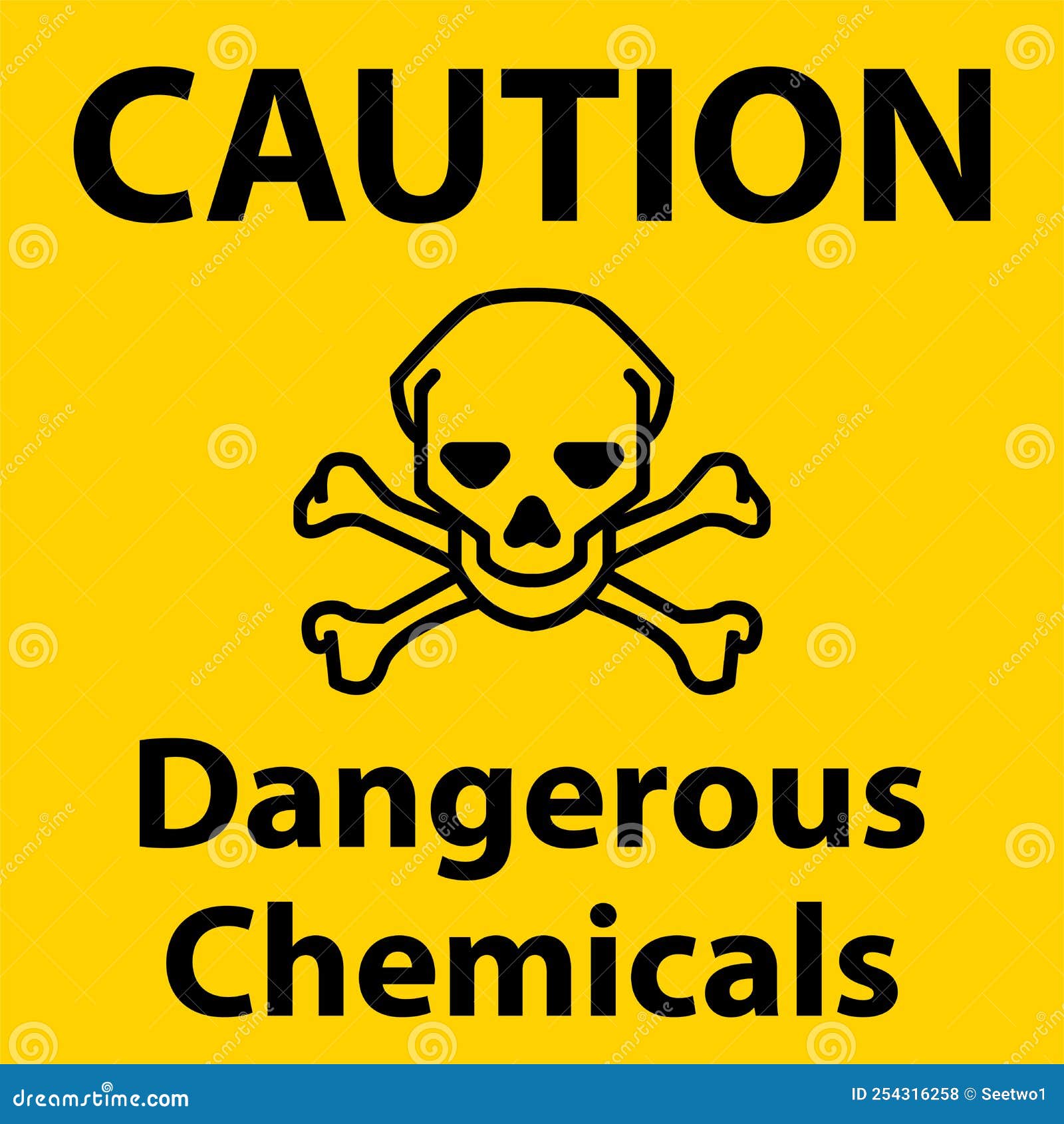 Caution Dangerous Chemicalsl Sign on White Background Stock Vector ...