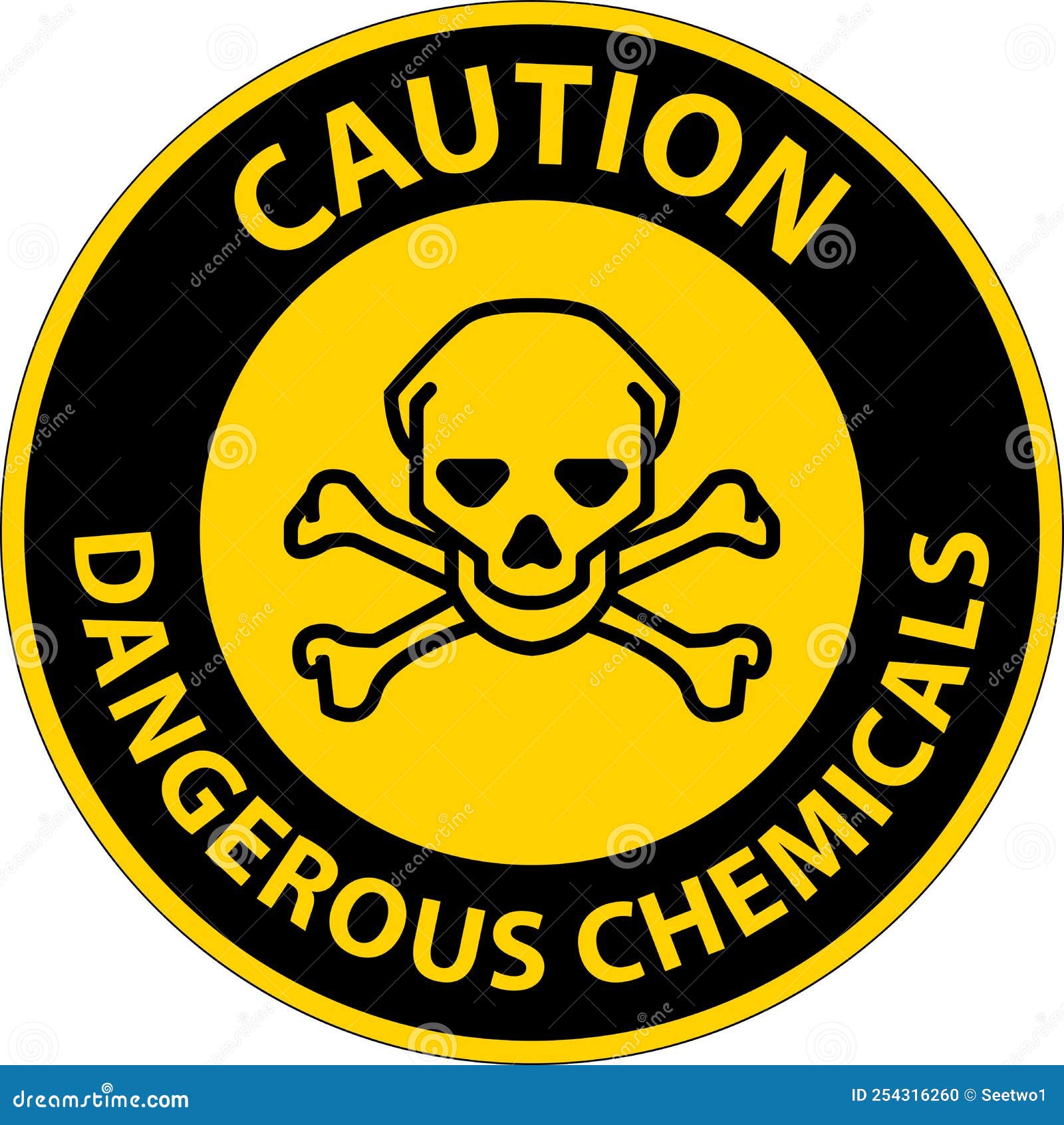 Caution Dangerous Chemicalsl Sign on White Background Stock Vector ...