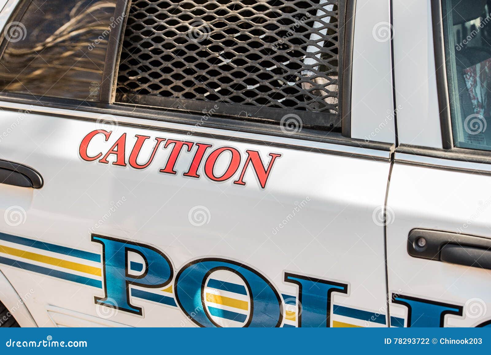 Caution Decal On Side Of Police Car Royalty-Free Stock Image ...