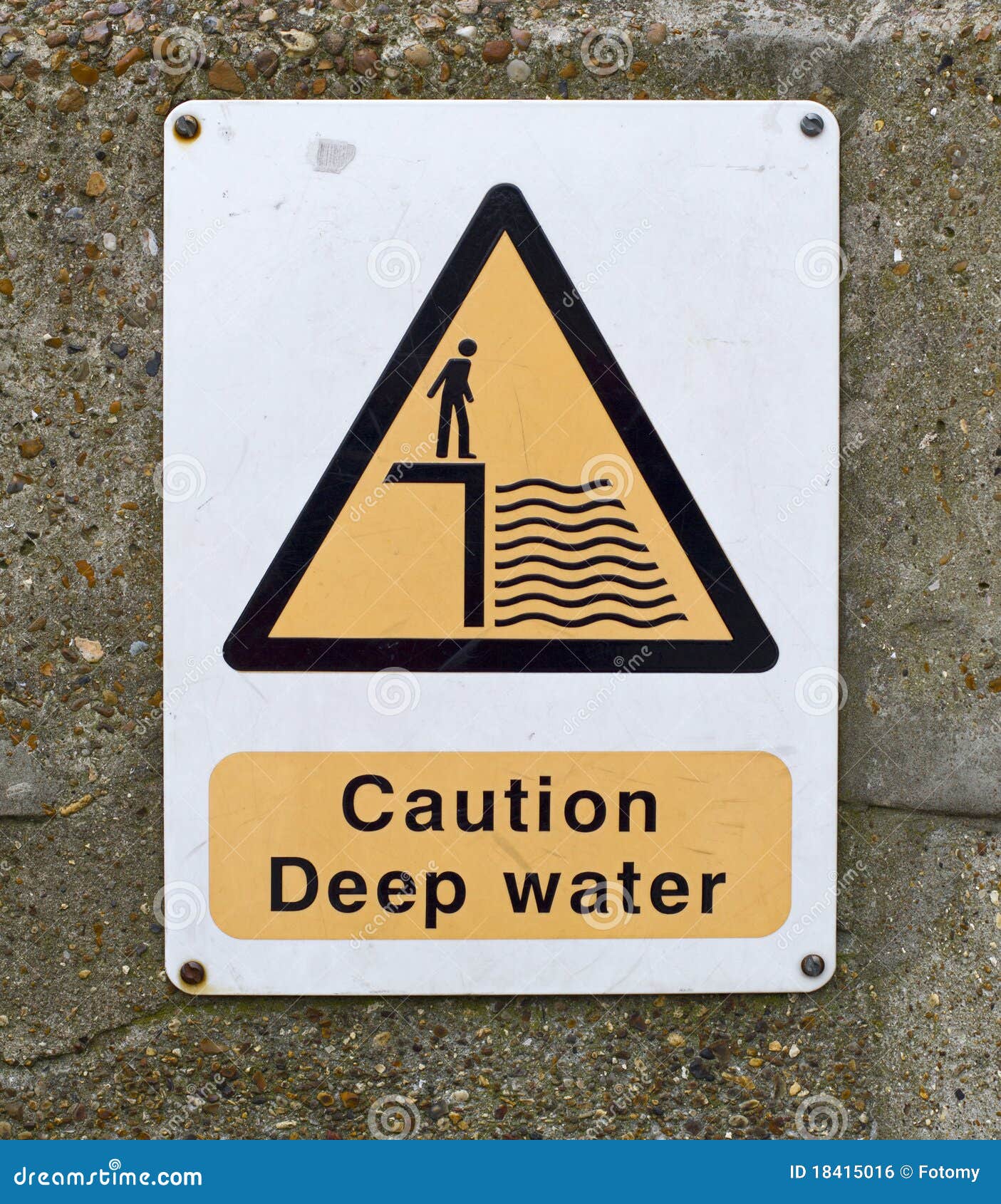 Caution Deep Water Sign on Wall Stock Photo - Image of danger, looking ...