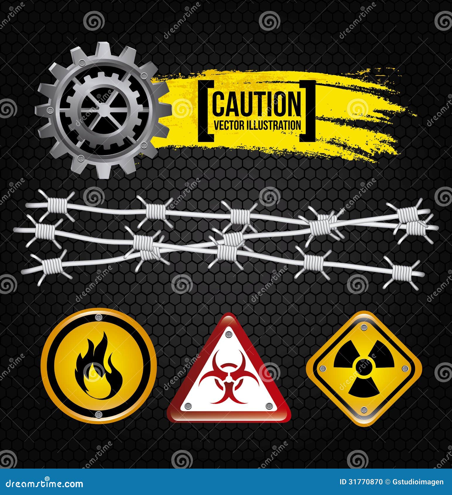 Caution design stock vector. Illustration of fire, danger - 31770870
