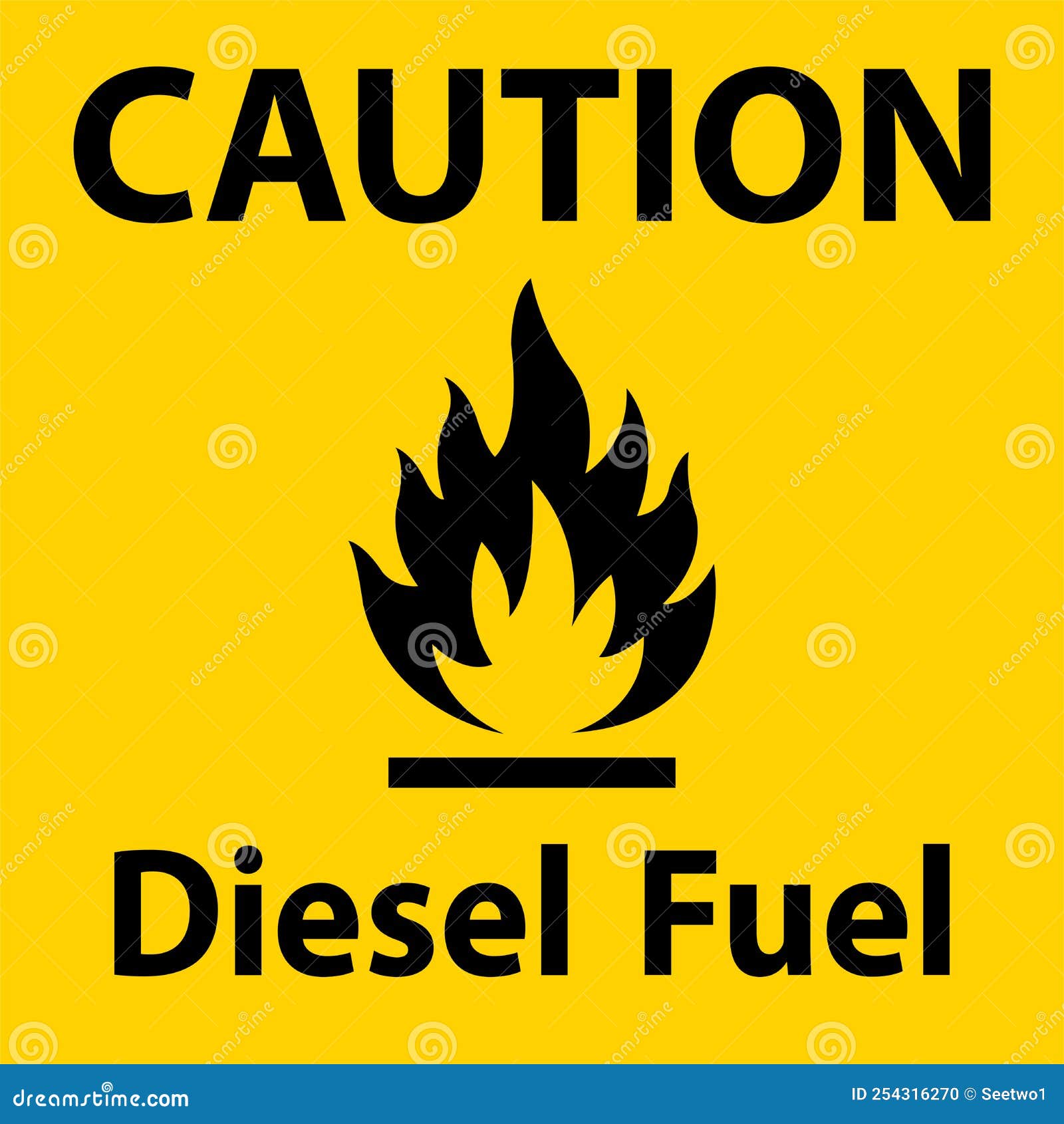 Caution Diesel Fuel Sign on White Background Stock Vector ...