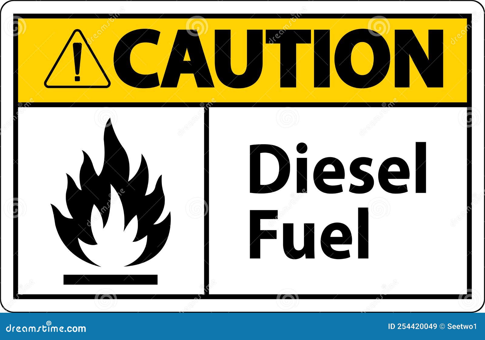 Caution Diesel Fuel Sign on White Background Stock Vector ...