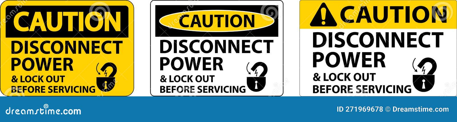 Caution Disconnect Power Label on White Background Stock Vector ...