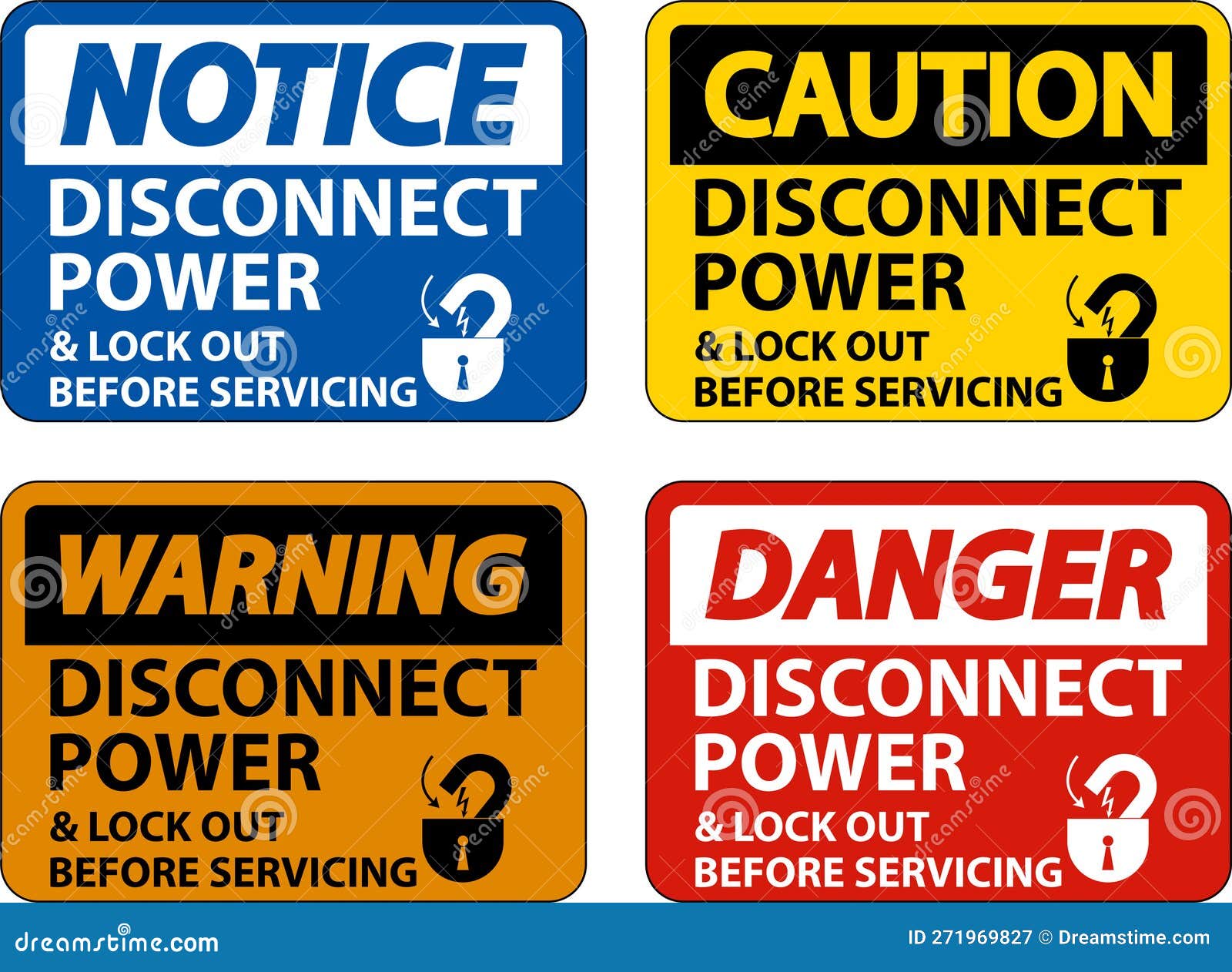 Caution Disconnect Power Label on White Background Stock Vector ...