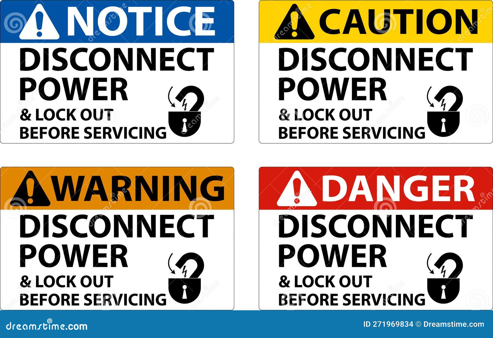 Caution Disconnect Power Label on White Background Stock Vector ...