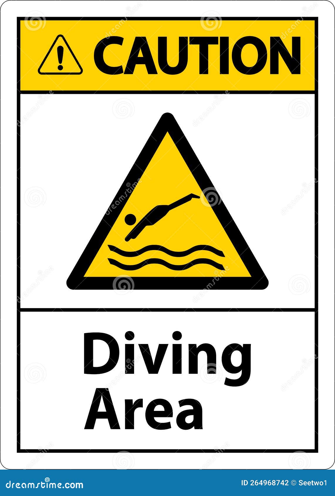 Caution Diving Area Hazard Sign on White Background Stock Vector ...