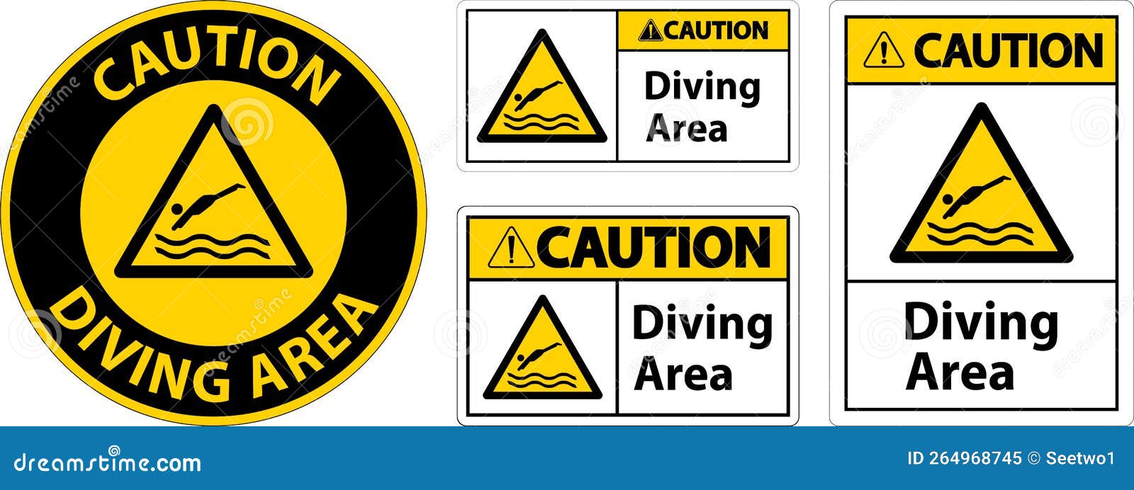 Caution Diving Area Hazard Sign on White Background Stock Vector ...