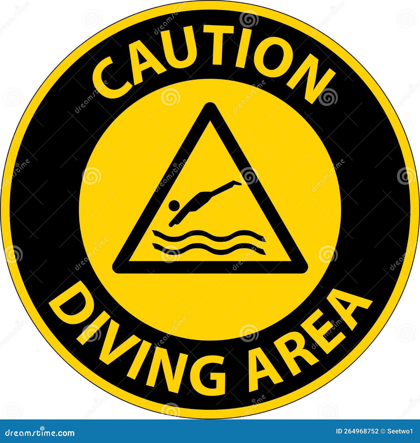 Caution Diving Area Hazard Sign on White Background Stock Vector ...