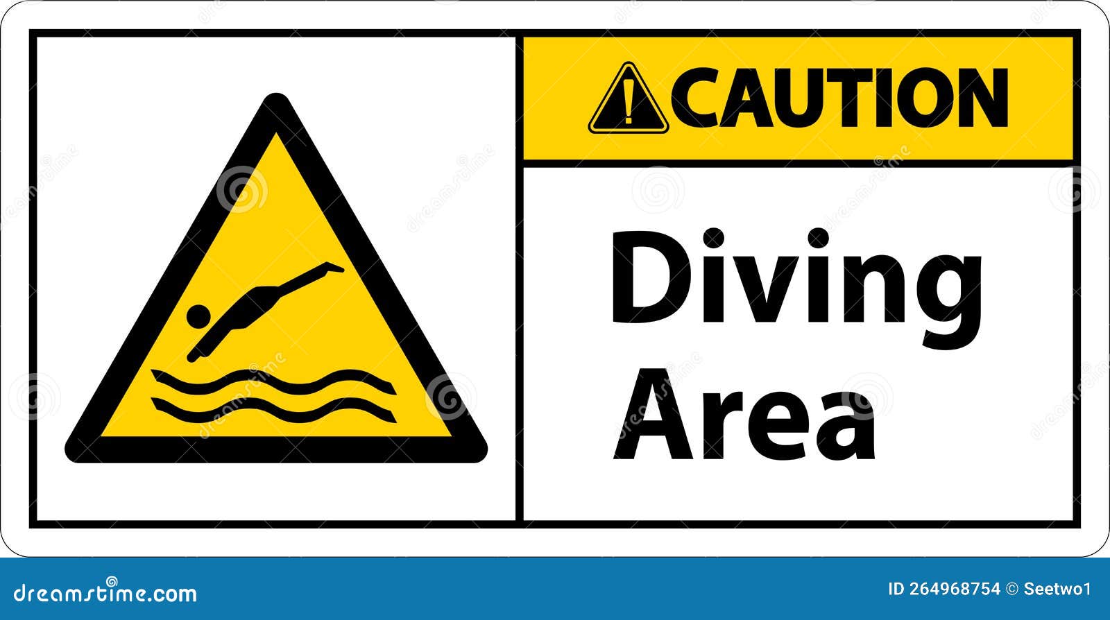 Caution Diving Area Hazard Sign on White Background Stock Vector ...