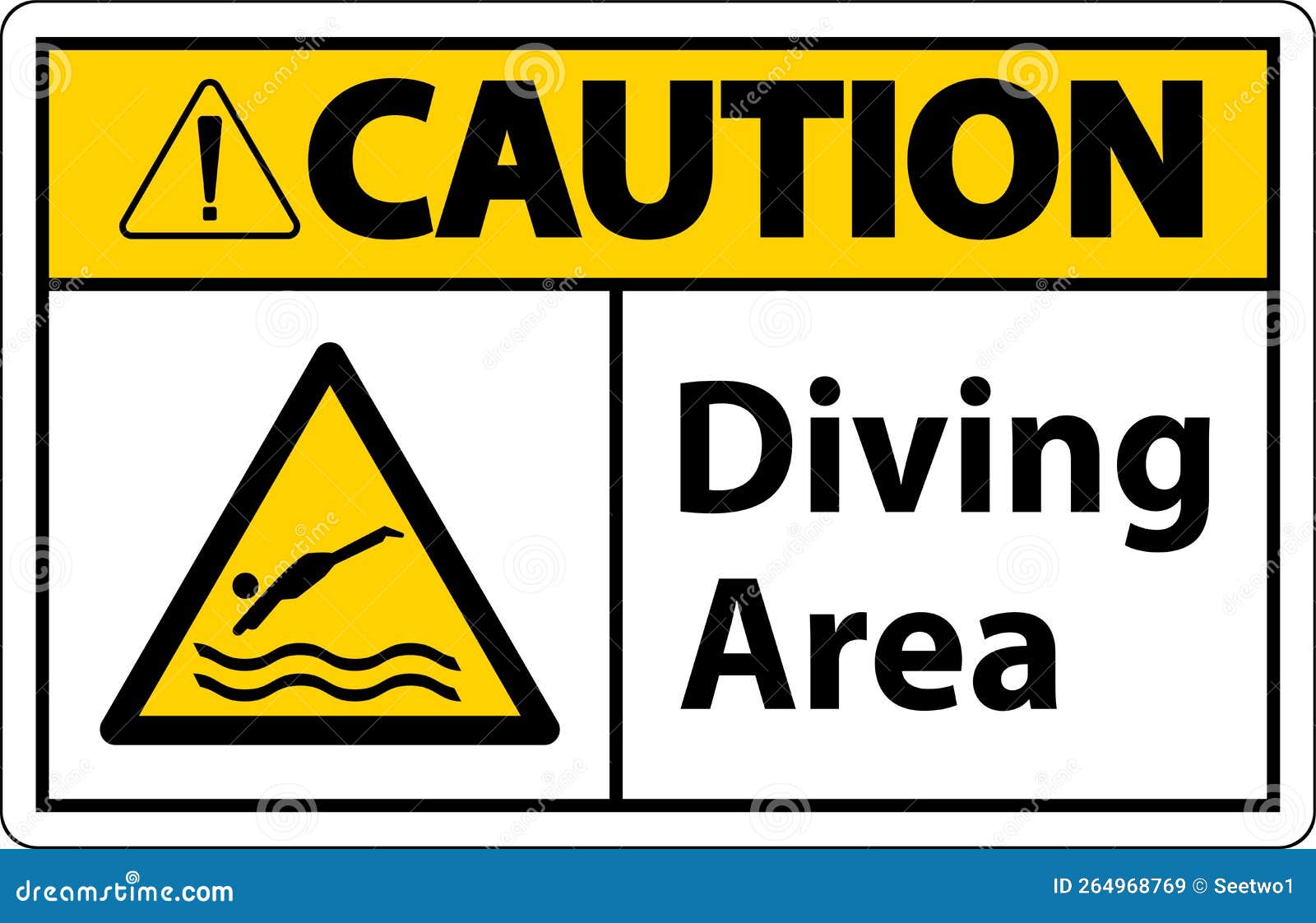 Caution Diving Area Hazard Sign on White Background Stock Vector ...