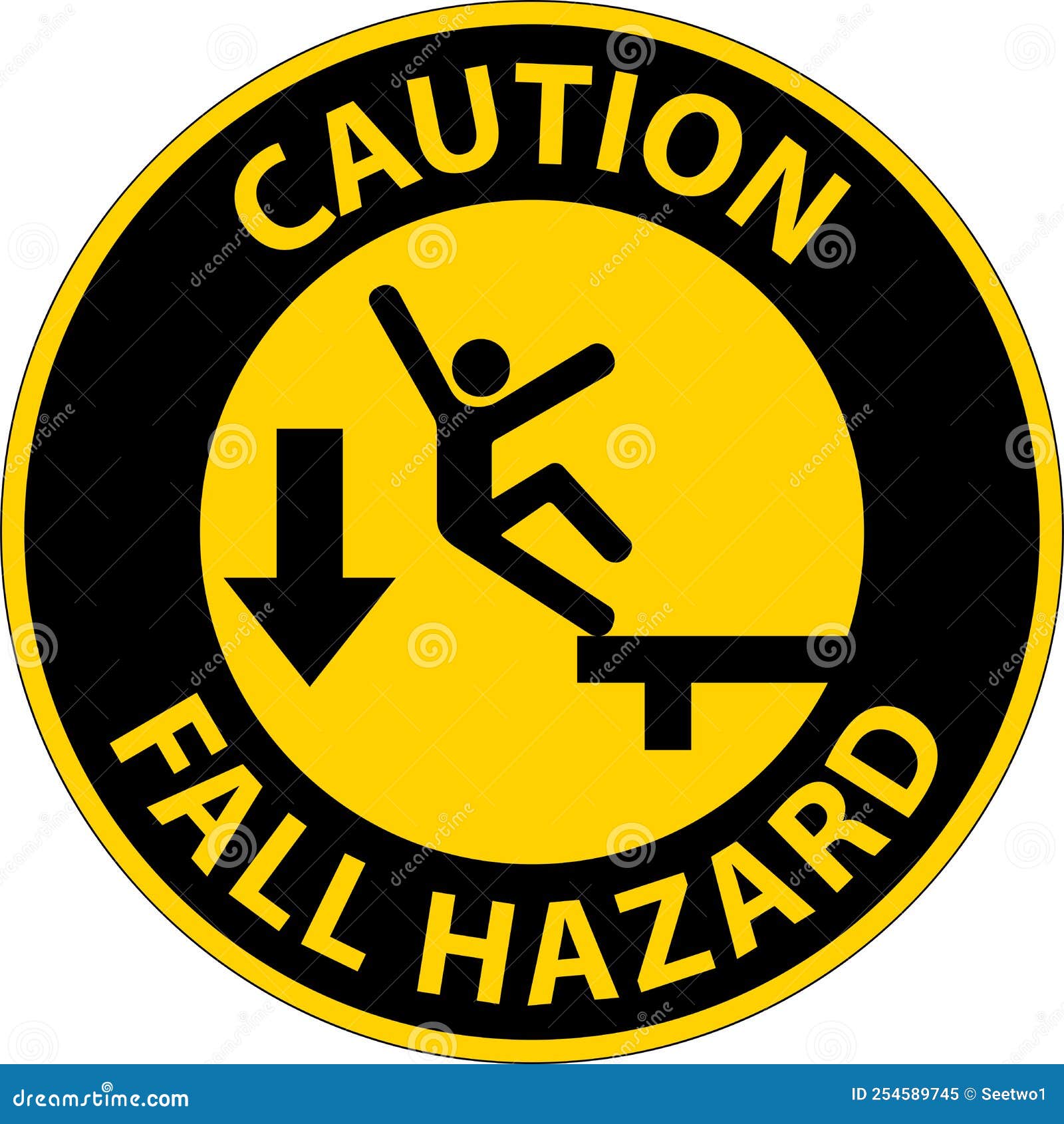 Caution Do Not Cross without Fall Protection Sign on White Background ...