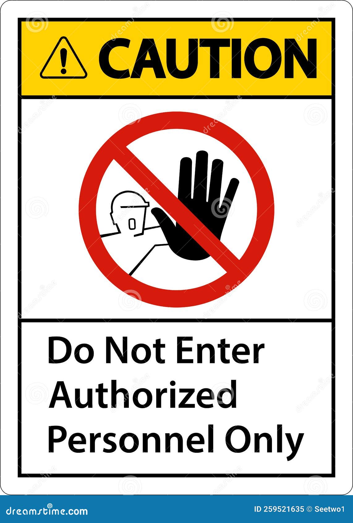 Caution Do Not Enter Authorized Personnel only Sign Stock Vector ...
