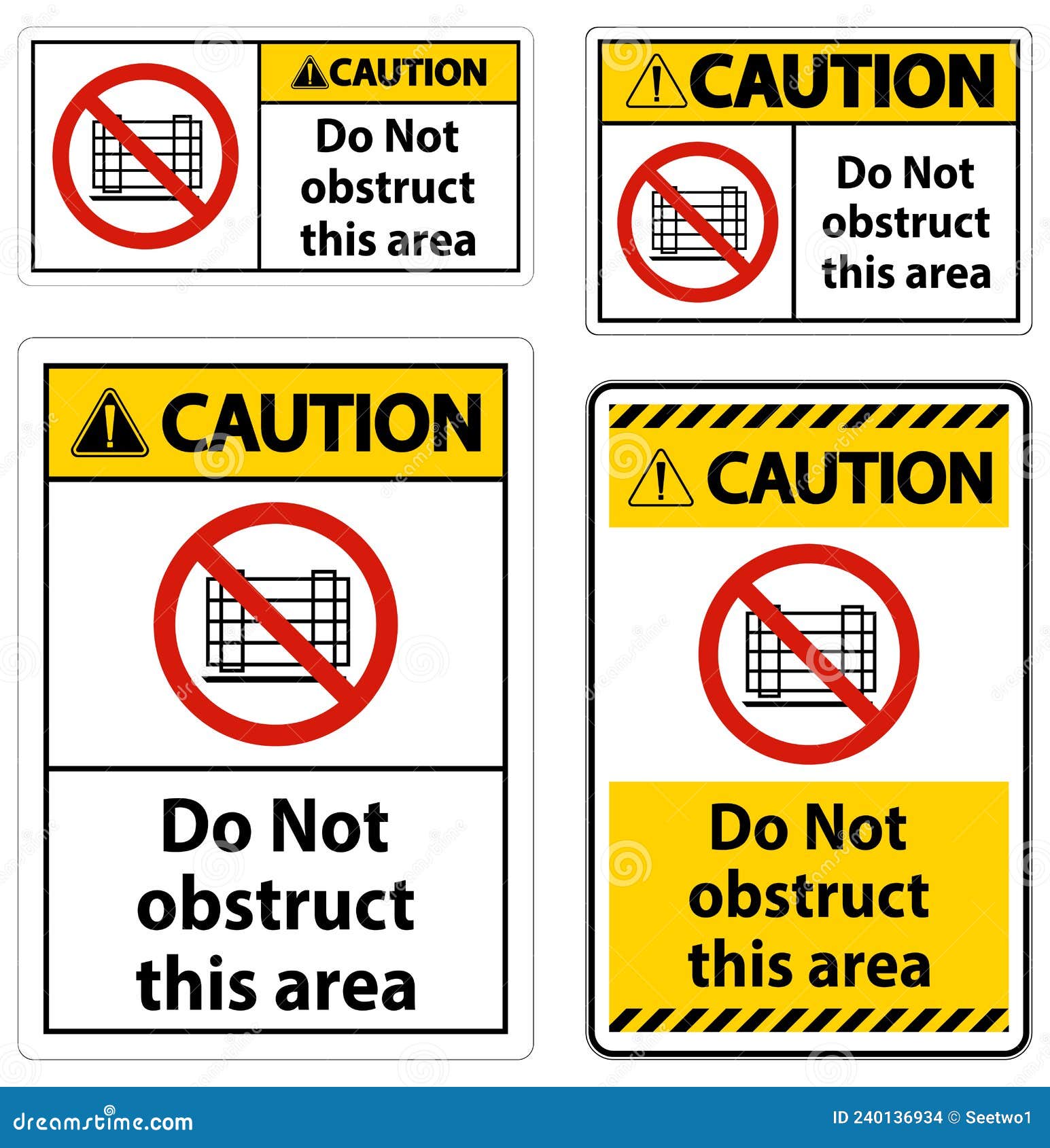 Caution Do Not Obstruct this Area Signs Stock Vector - Illustration of ...