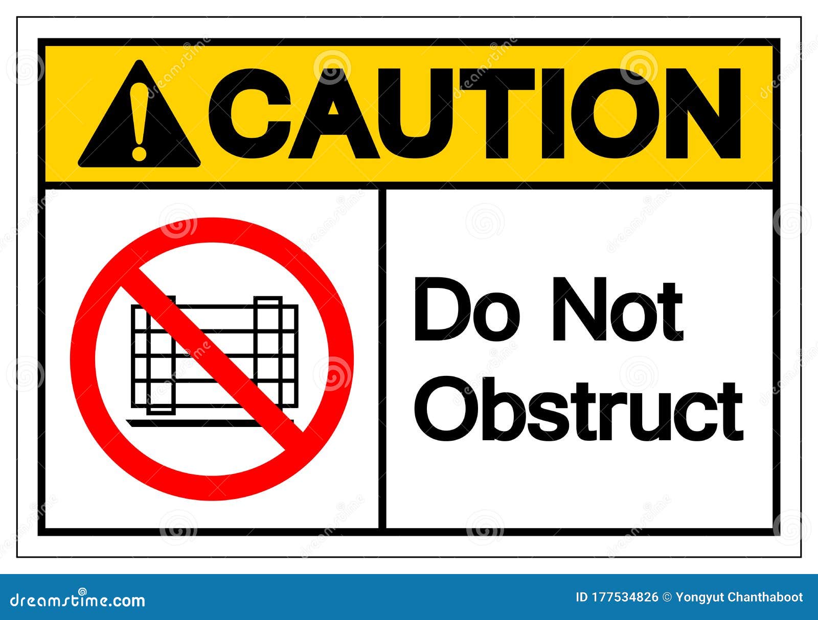 Caution Do Not Obstruct Symbol Sign, Vector Illustration, Isolate on ...