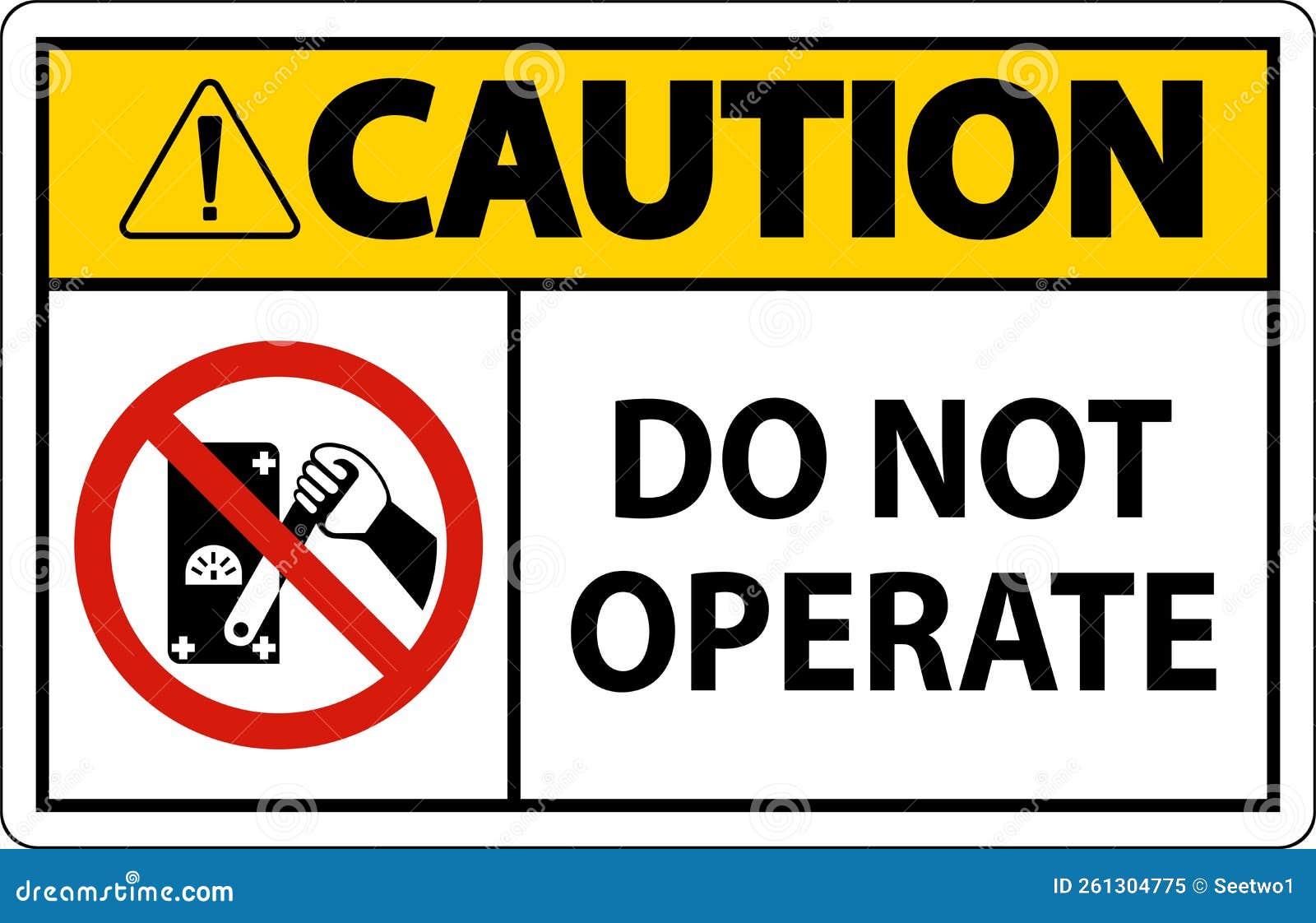 Caution Do Not Operate Sign on White Background Stock Vector ...
