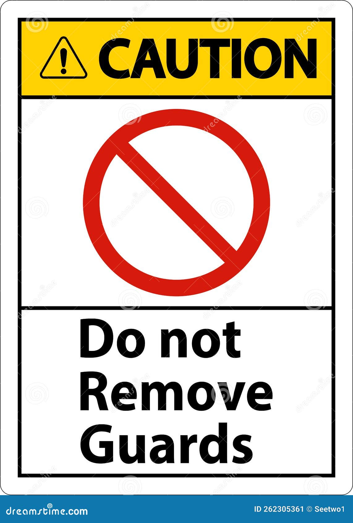 Caution Do Not Remove Guards and Hazard Sign on White Background Stock ...