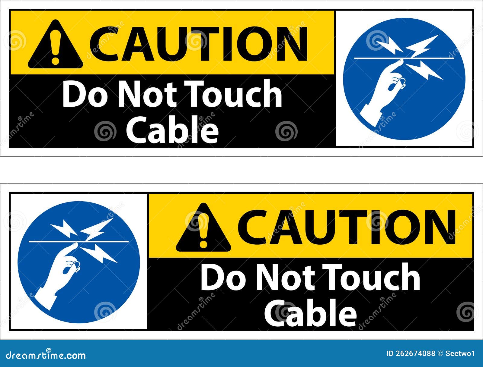 Caution Do Not Touch Cable Sign on White Background Stock Vector ...