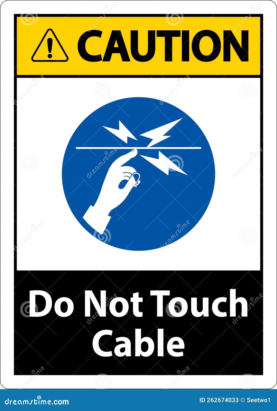 Caution Do Not Touch Cable Sign on White Background Stock Vector ...