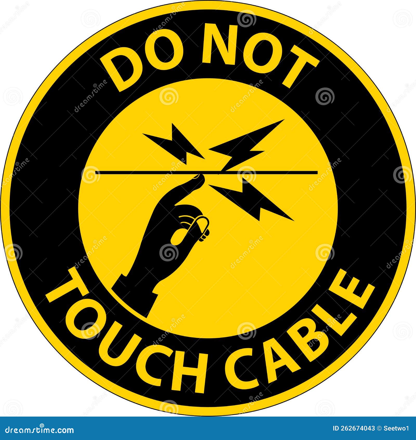Caution Do Not Touch Cable Sign on White Background Stock Vector ...