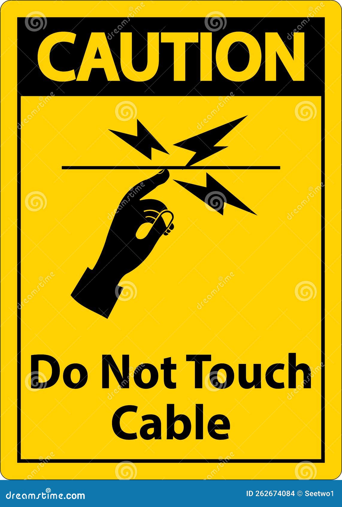Caution Do Not Touch Cable Sign on White Background Stock Vector ...