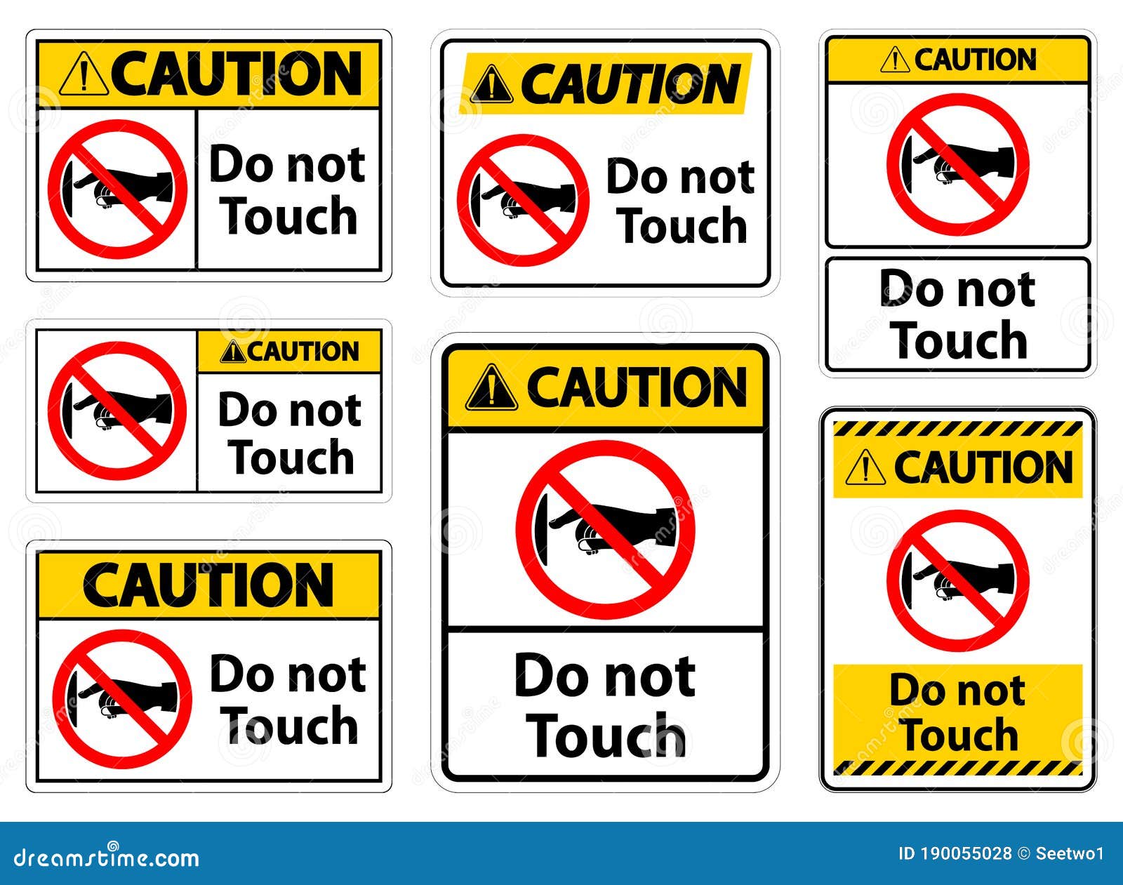 Caution Do Not Touch Sign Label on Transparent Background Stock Vector ...