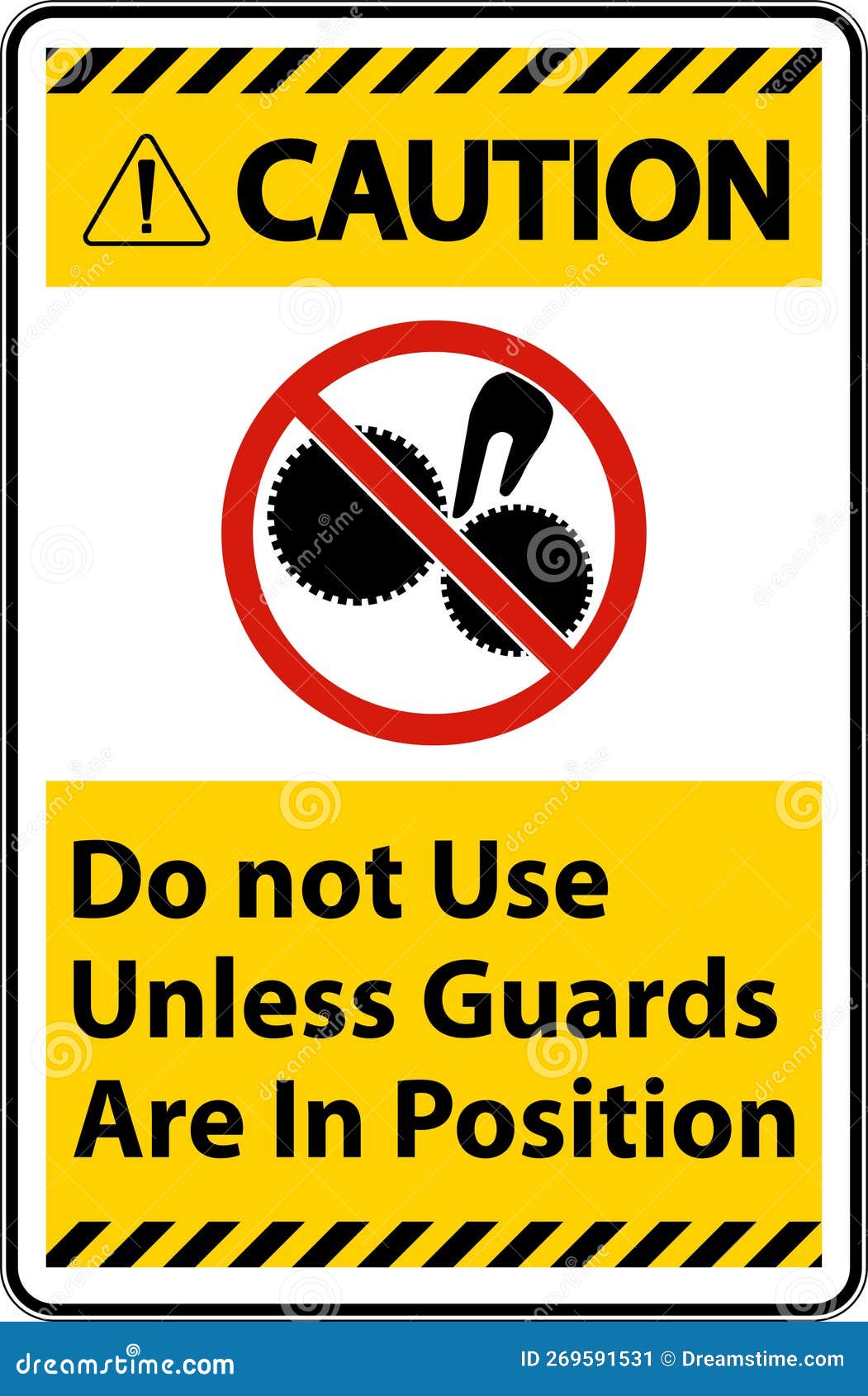Caution Do Not Use Unless Guards are in Position Sign Stock Vector ...