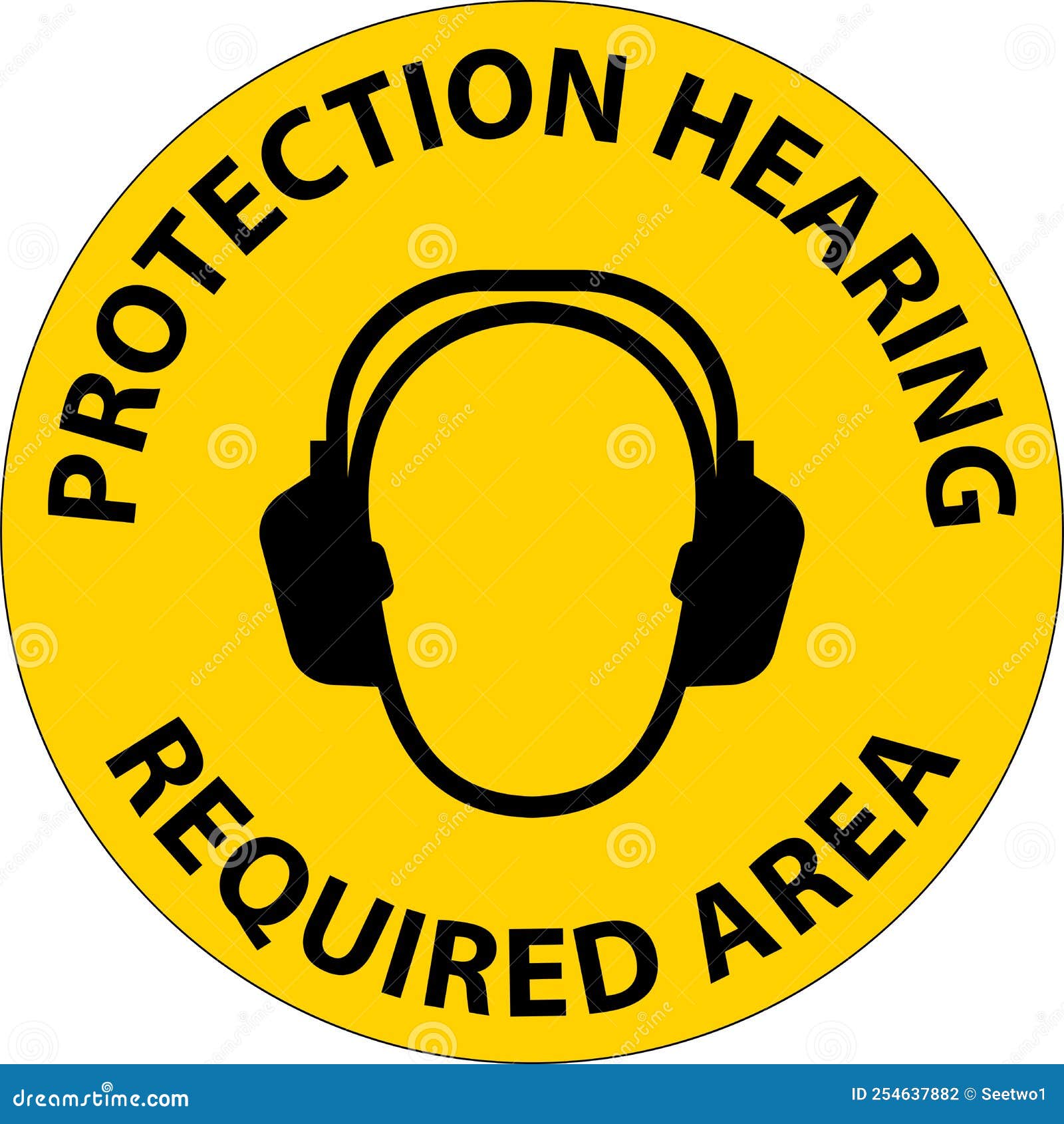 Caution Double Hearing Protection Sign on White Background Stock Vector ...