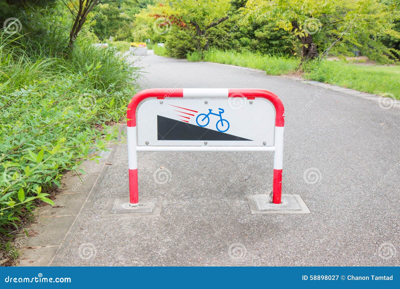 Caution Downhill Bike Signs Stock Image - Image of downhill, icon: 58898027