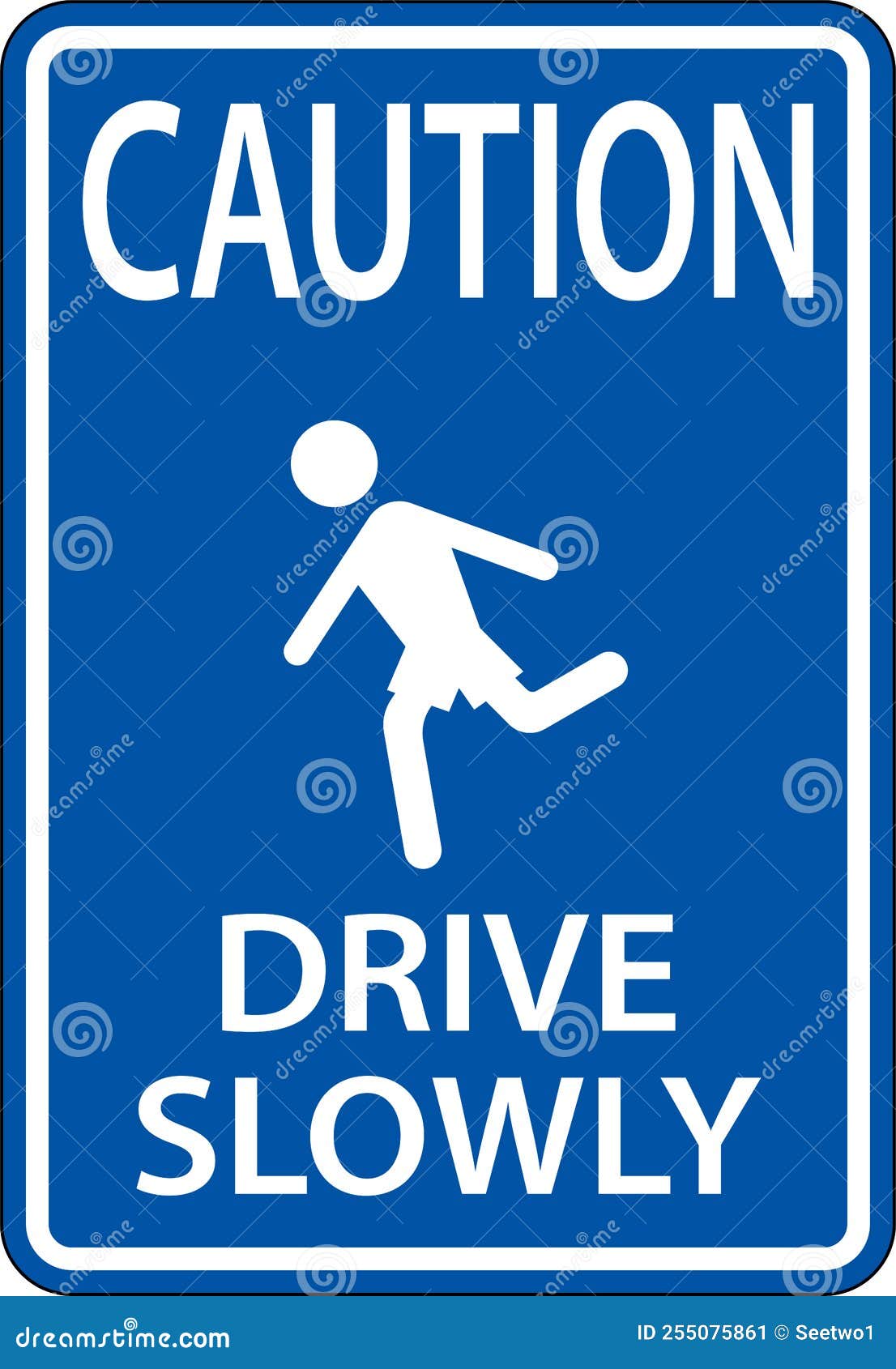 Caution Drive Slowly Sign on White Background Stock Vector ...
