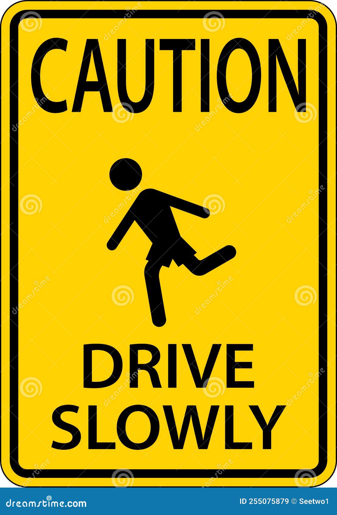 Caution Drive Slowly Sign on White Background Stock Vector ...