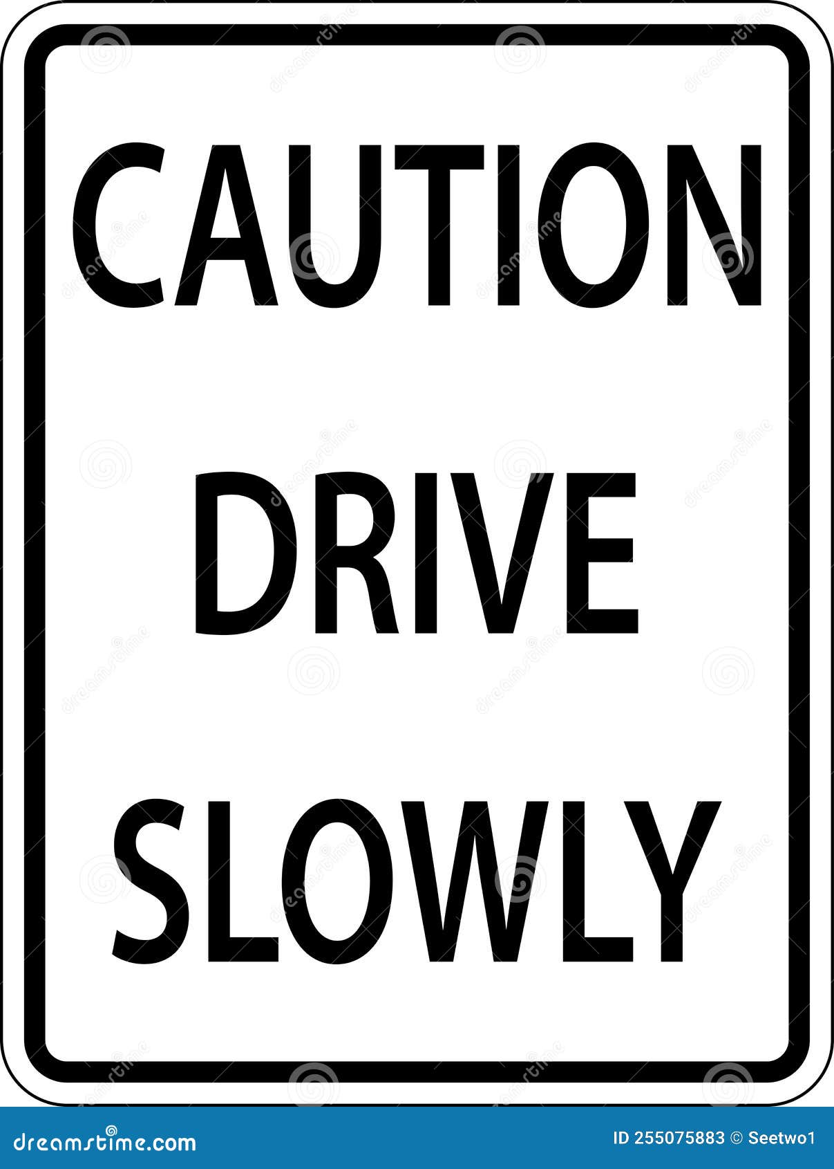 Caution Drive Slowly Sign on White Background Stock Vector ...