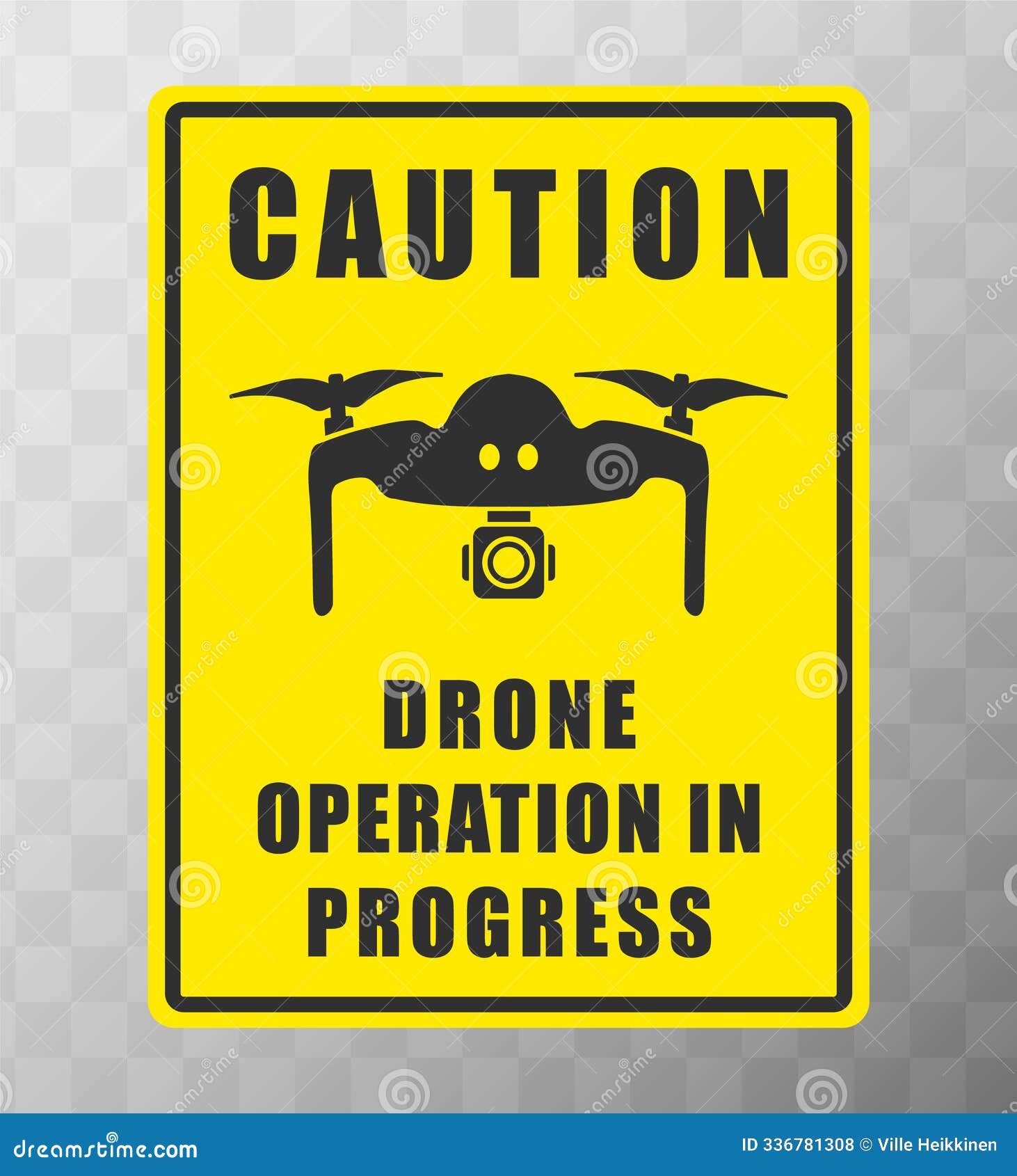 Caution Drone Operation in Progress. Quadcopter Flying Icon Symbol ...