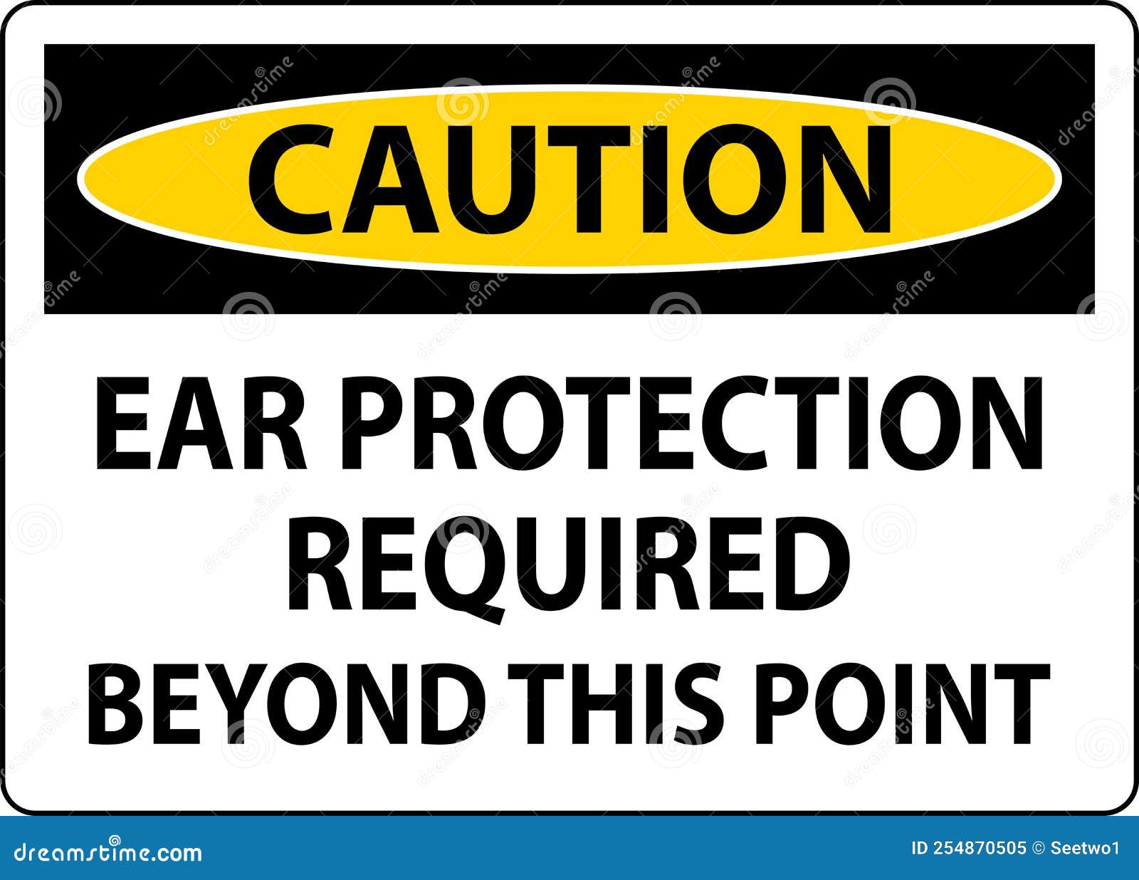 Caution Ear Protection Required Sign on White Background Stock Vector ...
