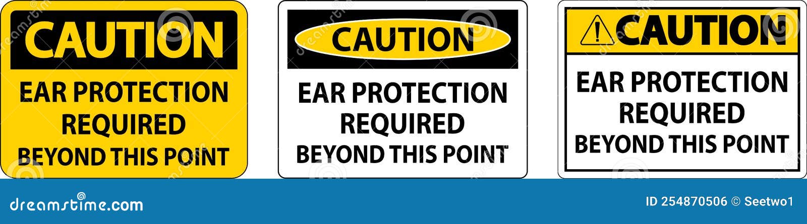 Caution Ear Protection Required Sign on White Background Stock Vector ...