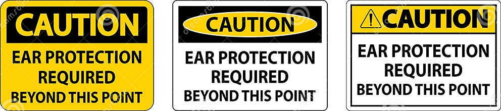 Caution Ear Protection Required Sign on White Background Stock Vector ...