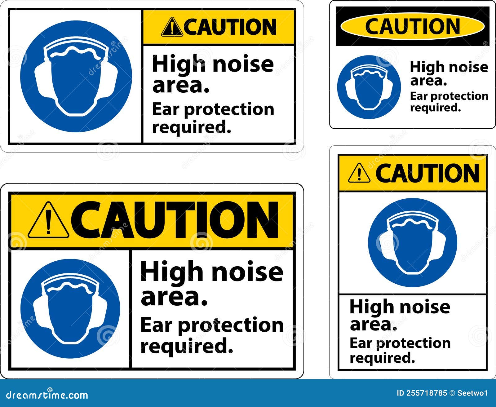 Caution Ear Protection Required Sign on White Background Stock Vector ...