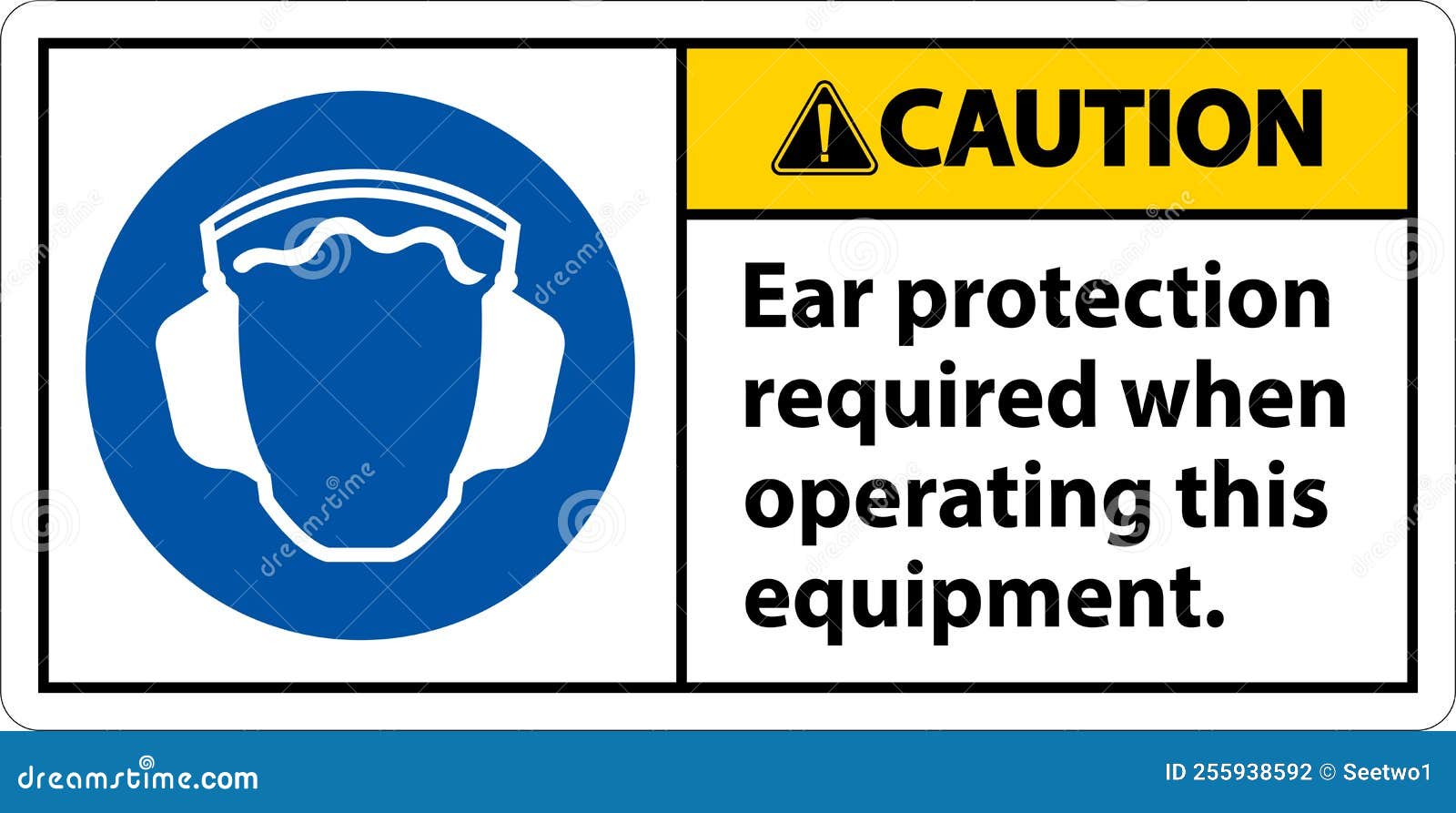 Caution Ear Protection Required Sign on White Background Stock Vector ...