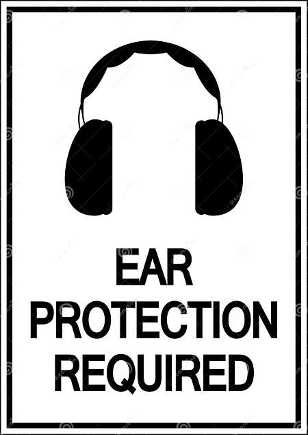 Caution Ear Protection Required Sign on White Background Stock Vector ...