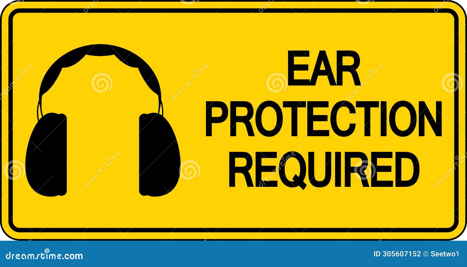 Caution Ear Protection Required Sign on White Background Stock Vector ...