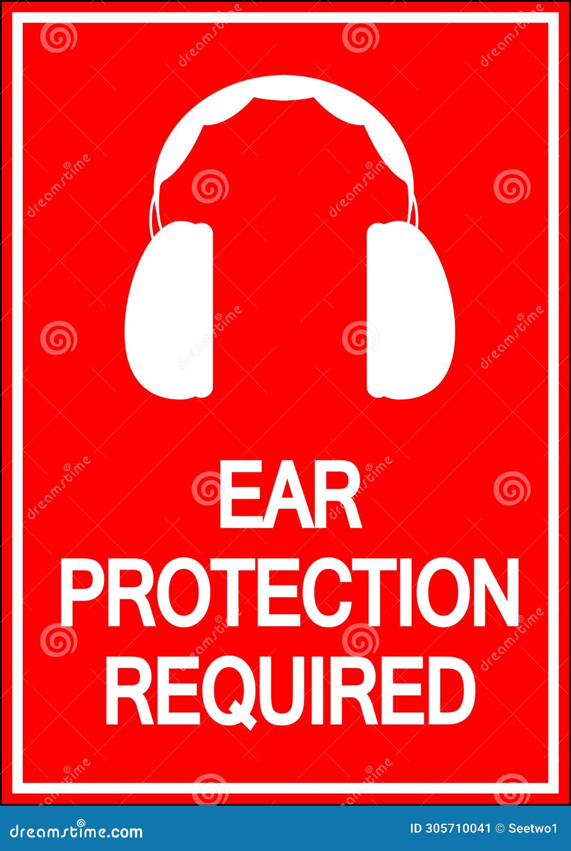 Caution Ear Protection Required Sign on White Background Stock Vector ...