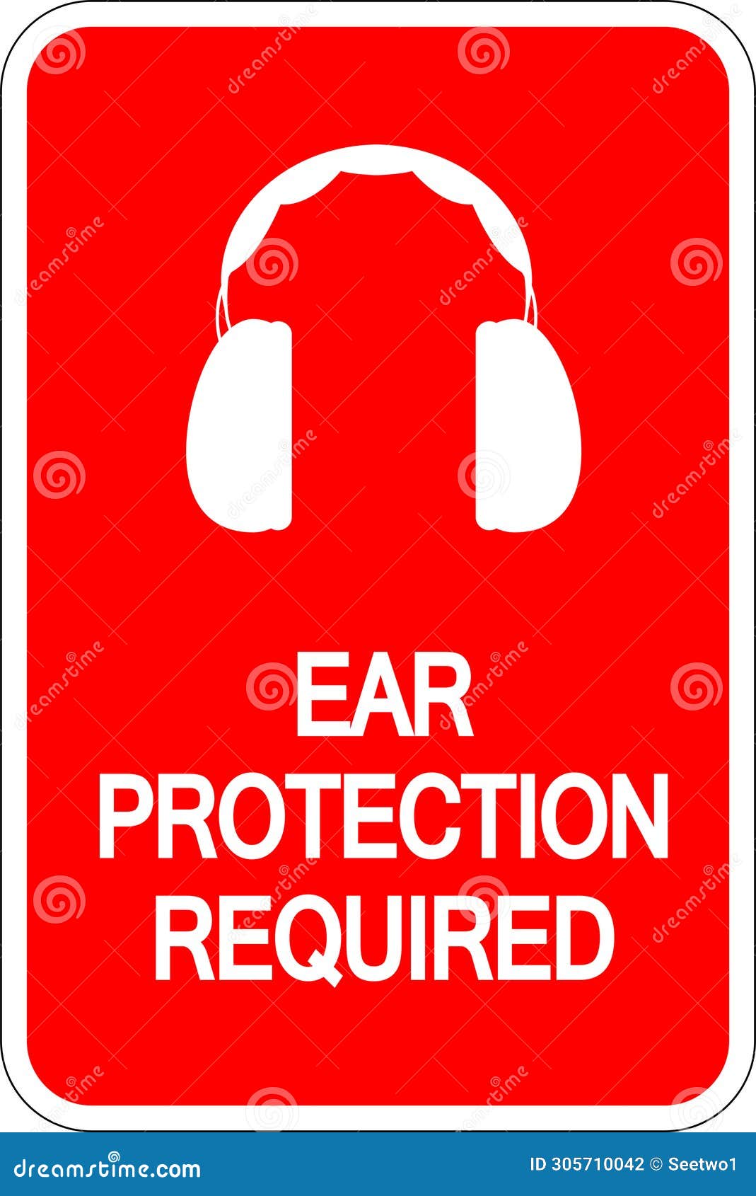 Caution Ear Protection Required Sign on White Background Stock Vector ...