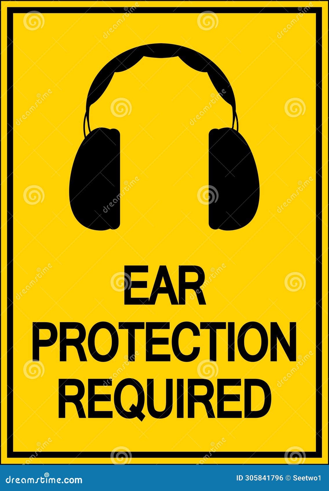 Caution Ear Protection Required Sign on White Background Stock Vector ...