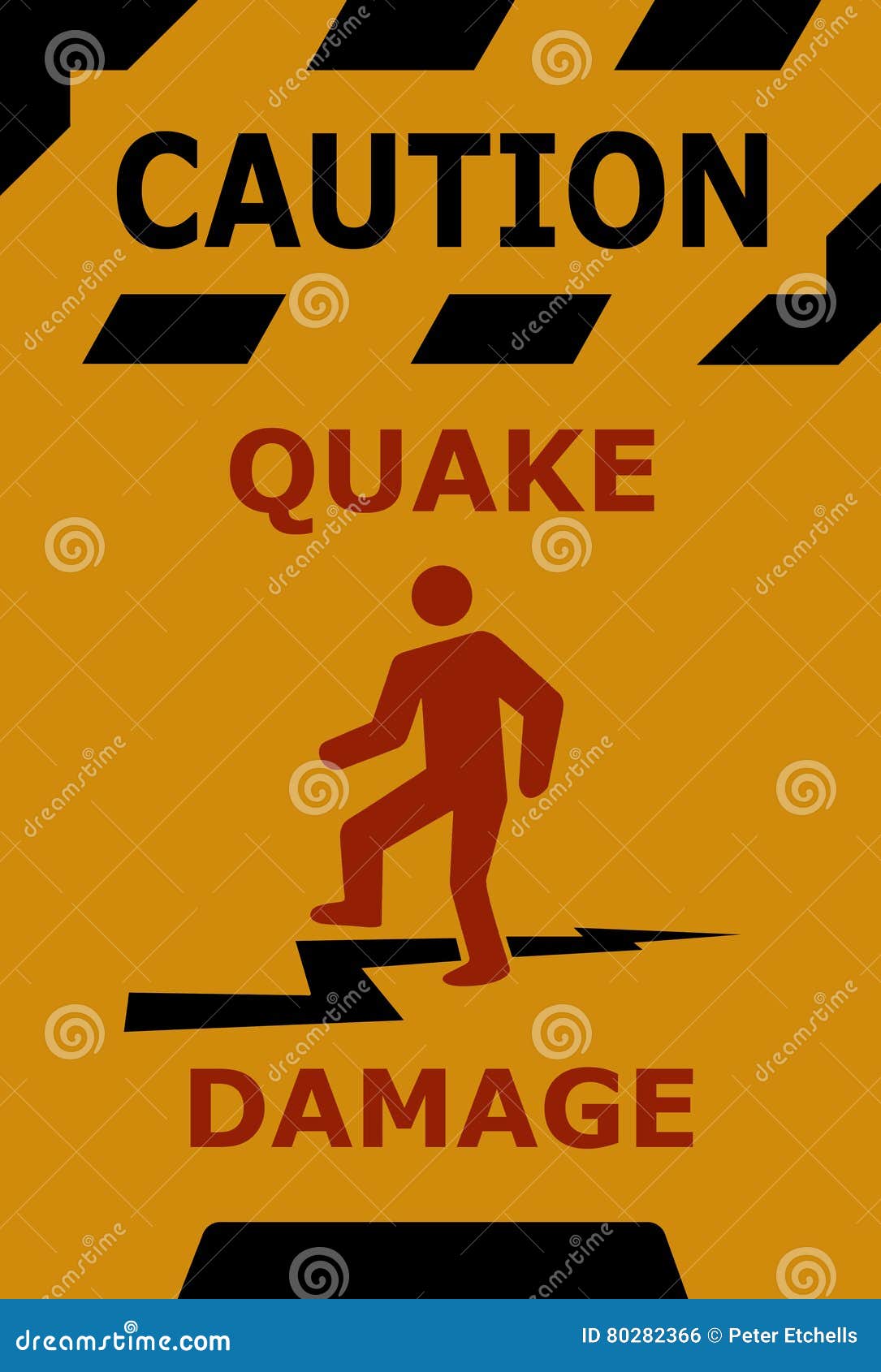 Caution Earthquake Damage Sign Stock Vector - Illustration of vector ...