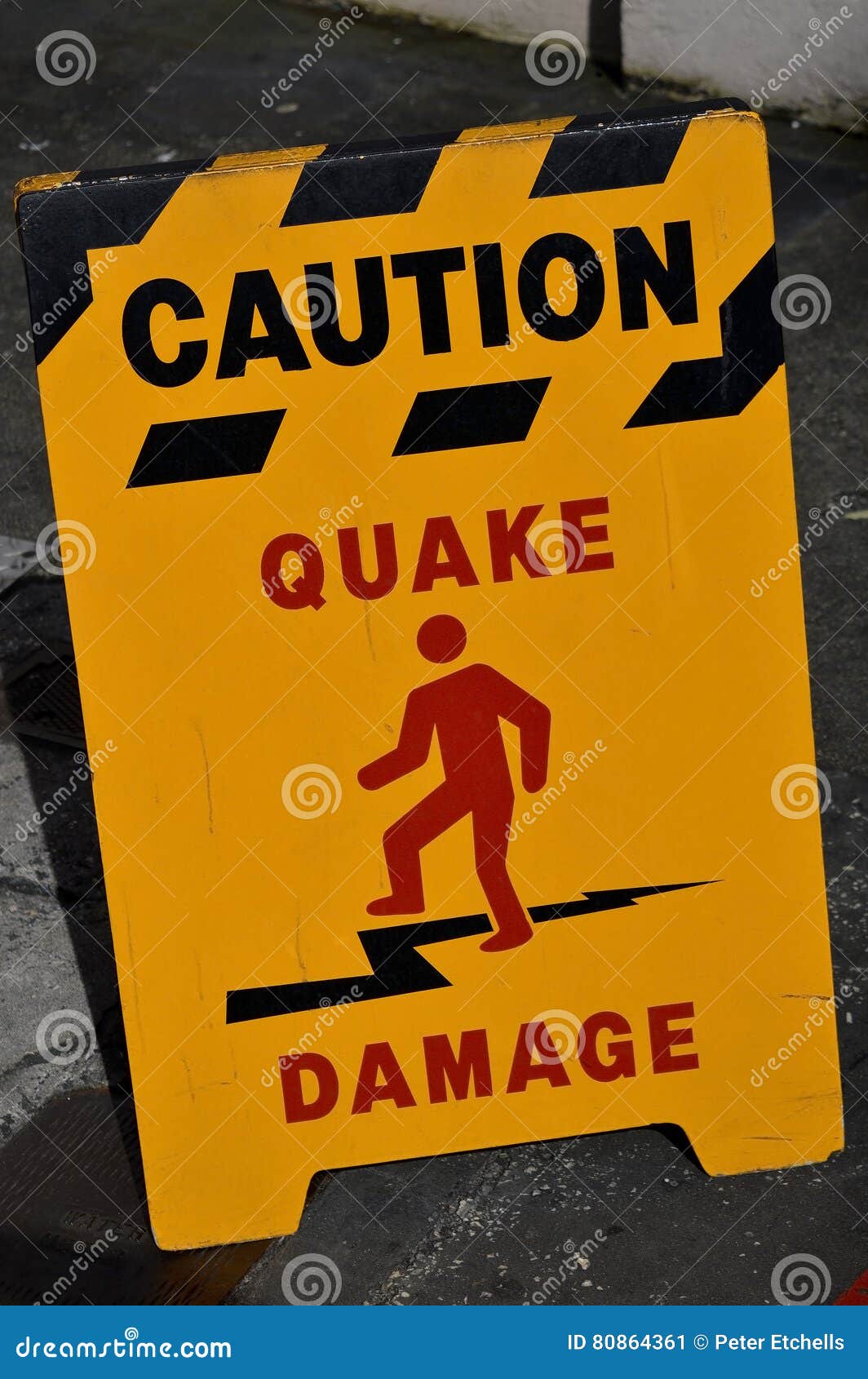 Caution Earthquake Damage Sign Stock Image - Image of beware, vigilance ...