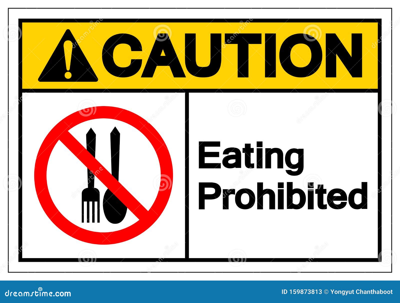 Caution Eating Prohibited Symbol Sign,Vector Illustration, Isolate on ...