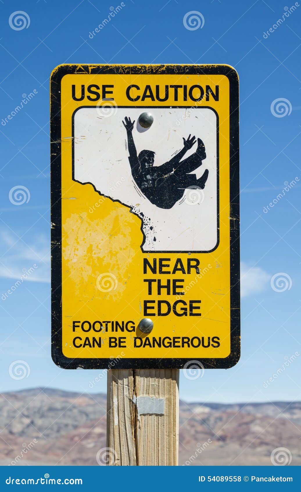 Caution Edge Sign stock photo. Image of steep, black - 54089558